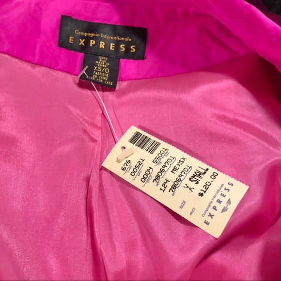 Express | Jackets & Coats | Vintage Nos Express Blazer 0 Silk Hot Pink ...